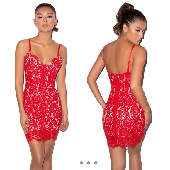 House of CB | Dresses | House Of Cb London Odelia Red Lace Dress Sd | Poshmark
